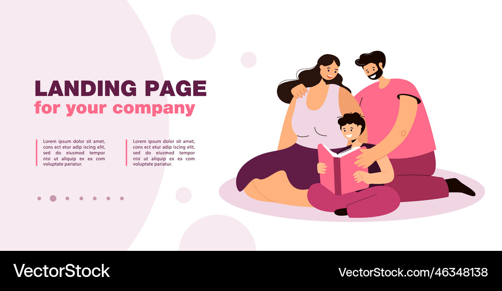 Family reading book together flat Royalty Free Vector Image