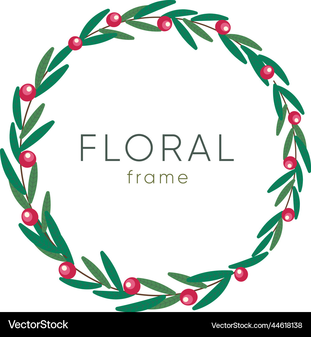Frame with leaves and red berries Royalty Free Vector Image