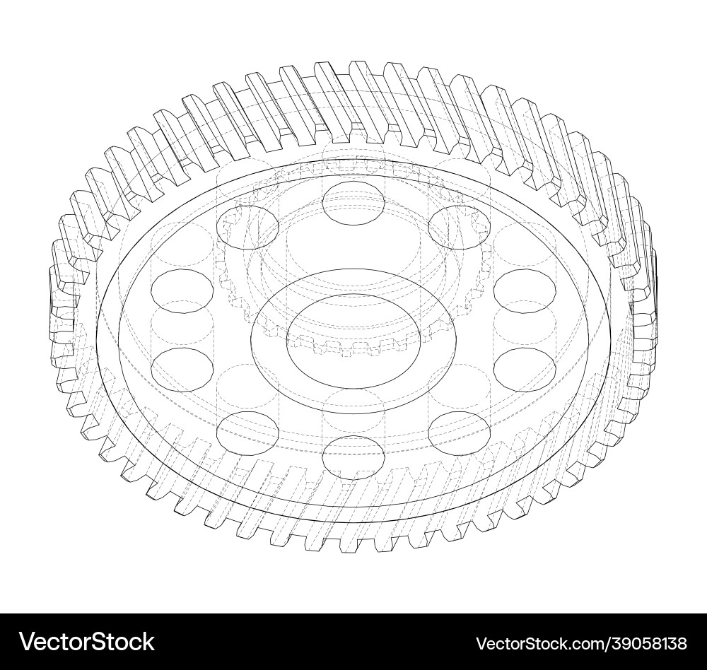 Gear wheel rendering of 3d Royalty Free Vector Image