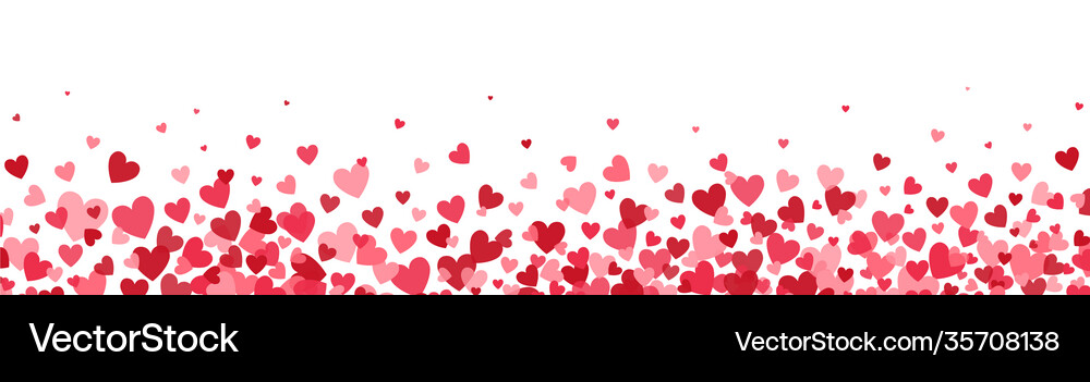 Heart long border bright hearts confetti falling Vector Image