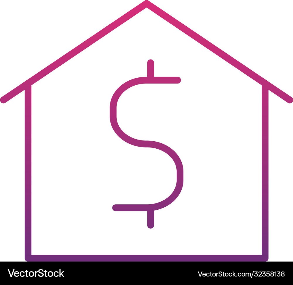 House with money symbol icon gradient style Vector Image