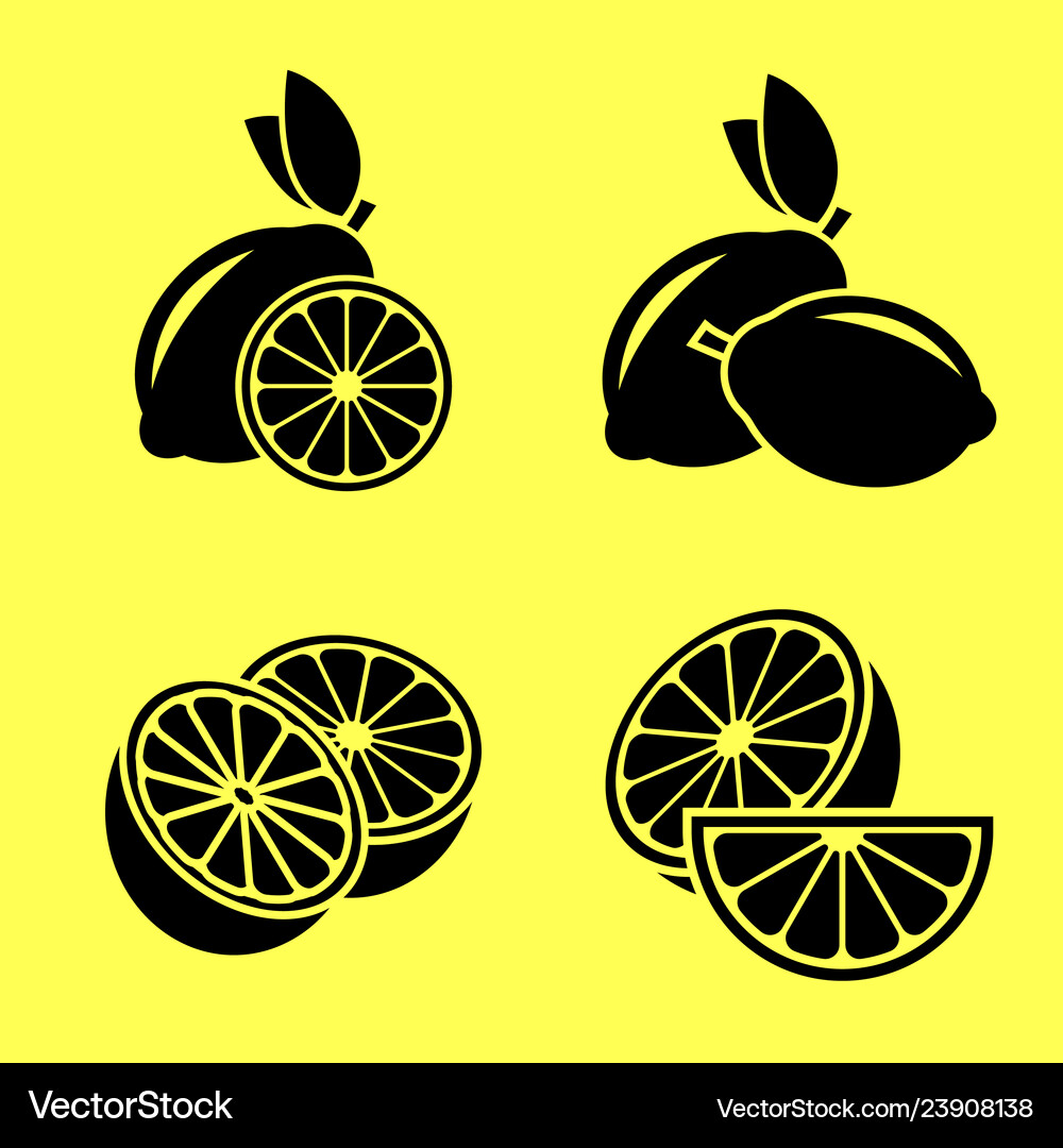 Lemon a set of in a different state black Vector Image