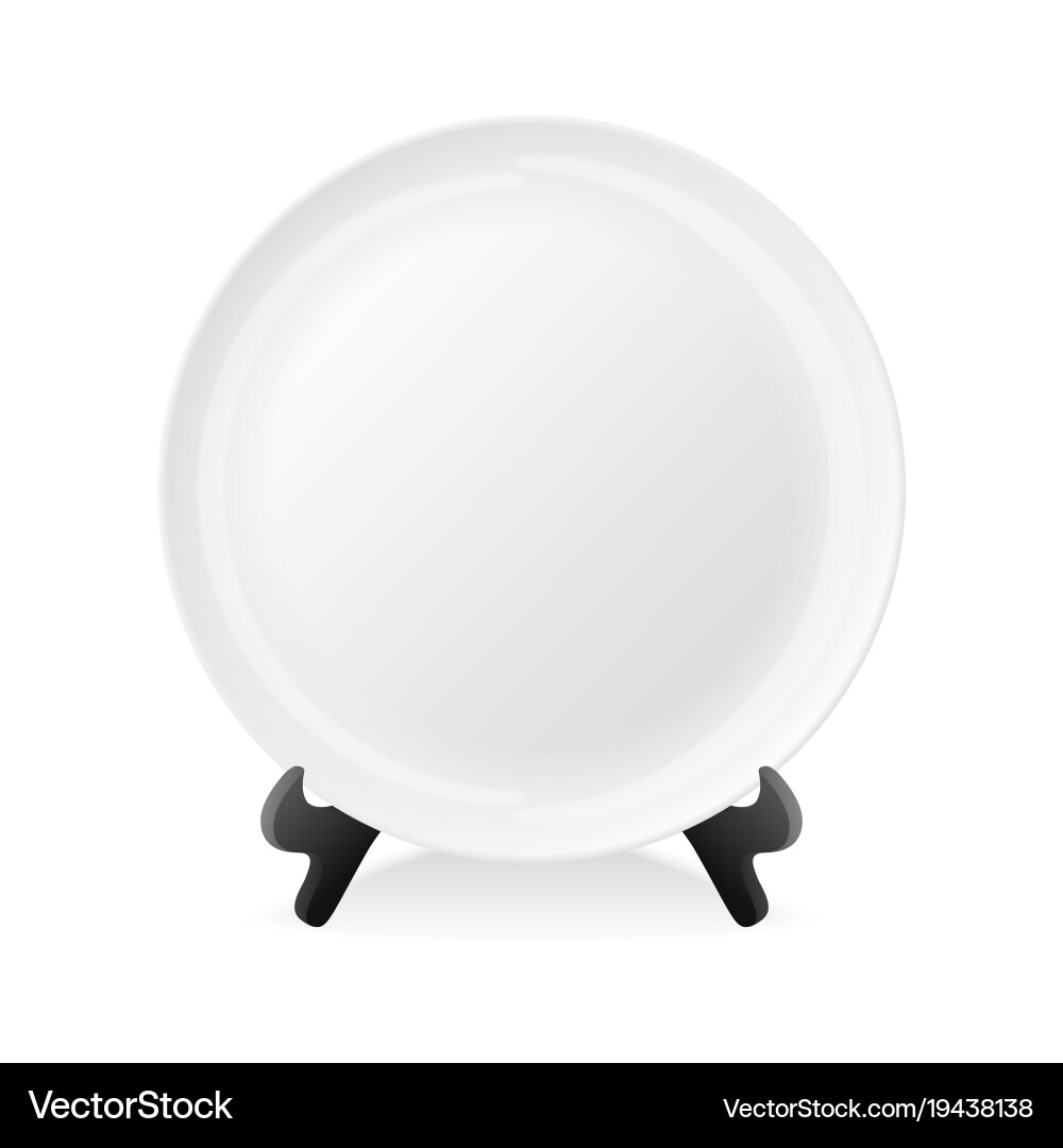 Realistic white food empty plate icon on a Vector Image