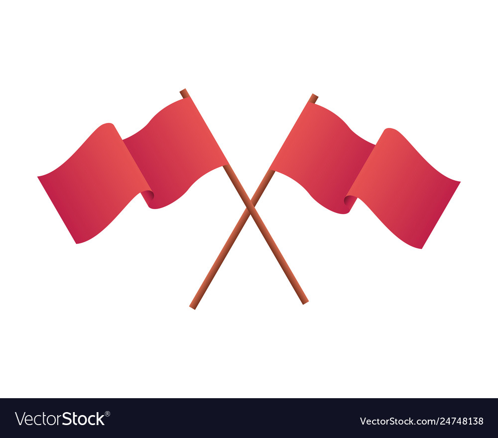 Red flags waving isolated icon Royalty Free Vector Image