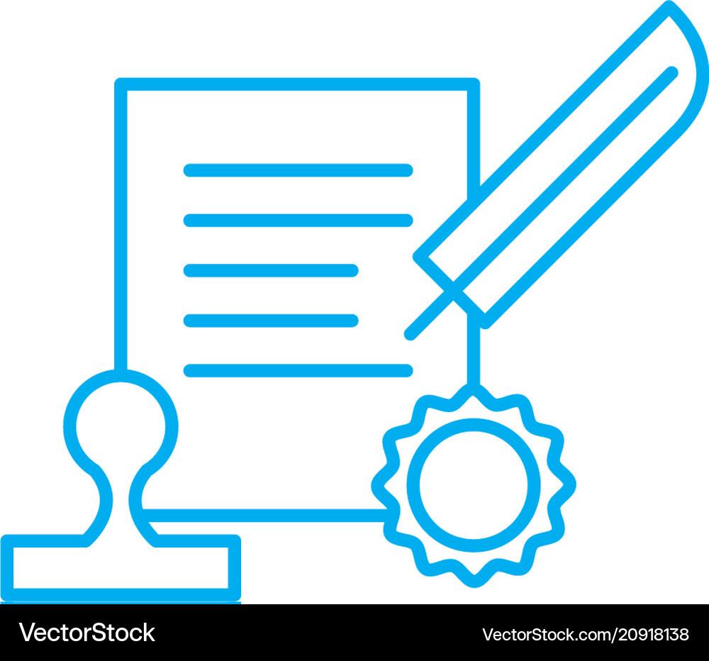 Signing the contract linear icon concept signing Vector Image