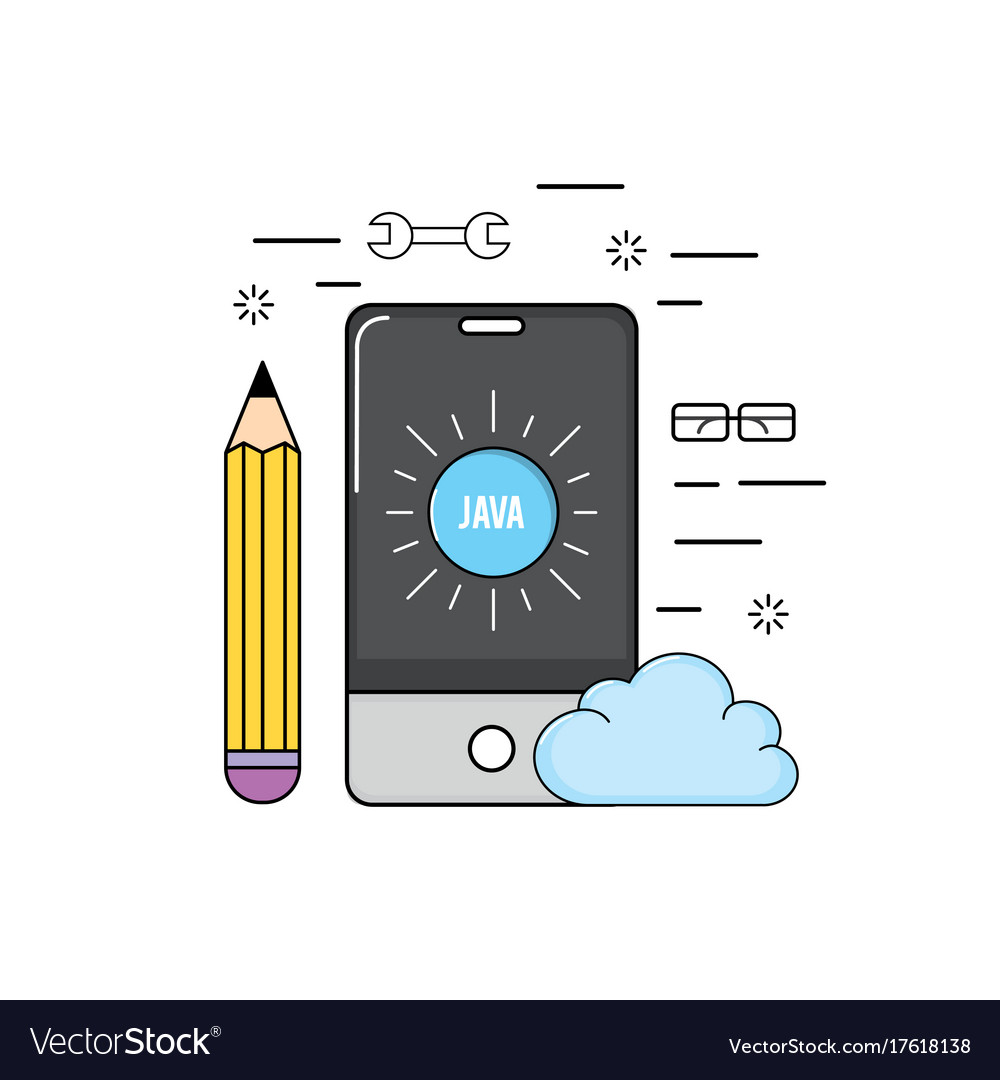 Smartphone With Web Code Programming Software Vector Image 7932