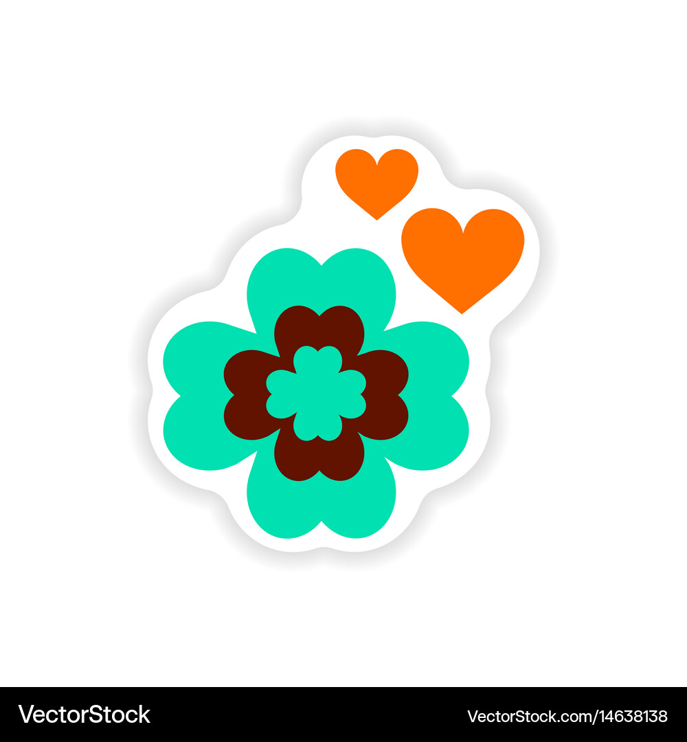 Stylish paper sticker on white background clover Vector Image