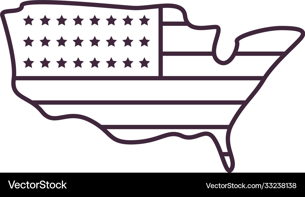 Usa map with flag line style icon design Vector Image