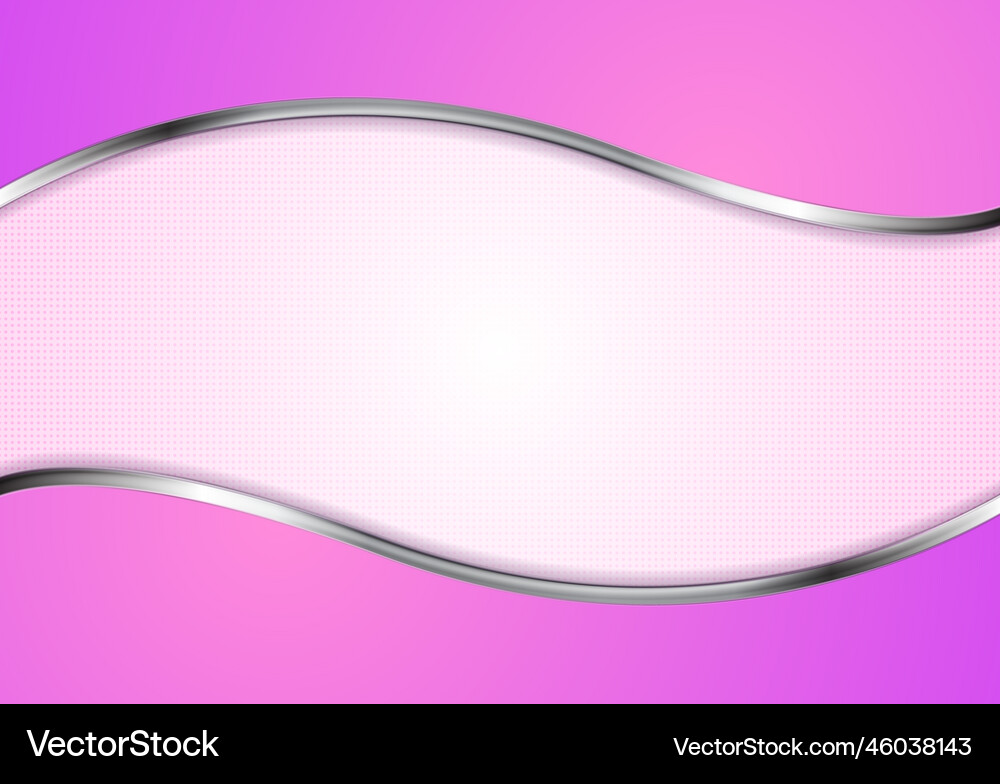 Abstract bright pink background with metal wave Vector Image