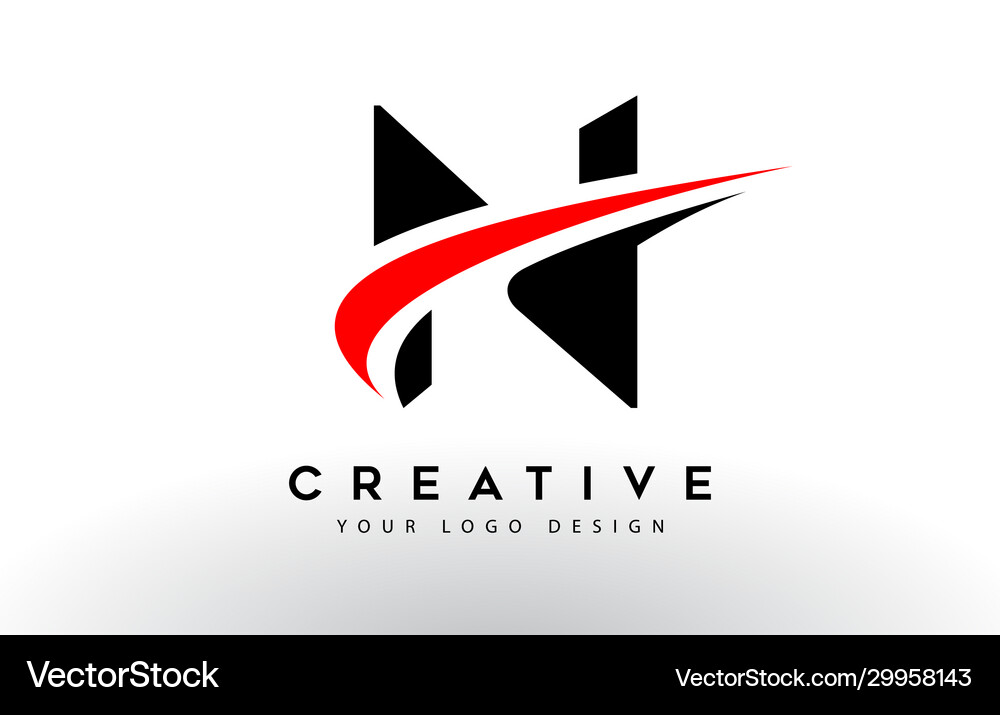 Black and red creative n letter logo design Vector Image