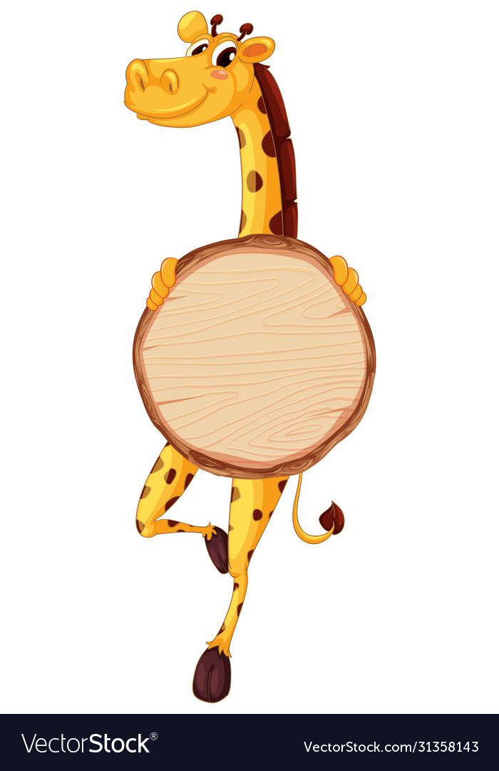 Blank sign template with giraffe on white Vector Image