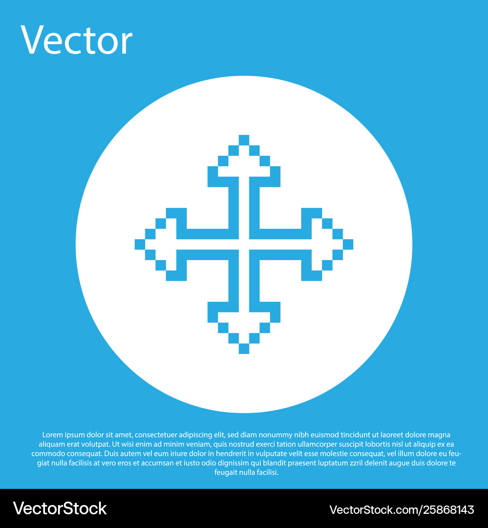 Blue pixel arrows in four directions icon isolated