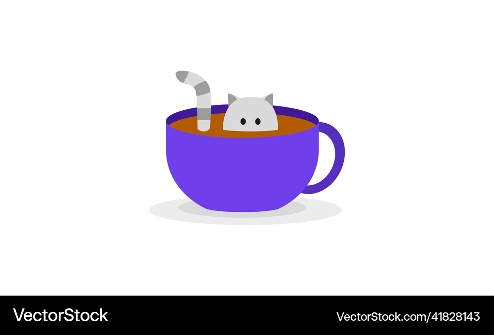 Cats and tea cups a cup tea logo Royalty Free Vector Image