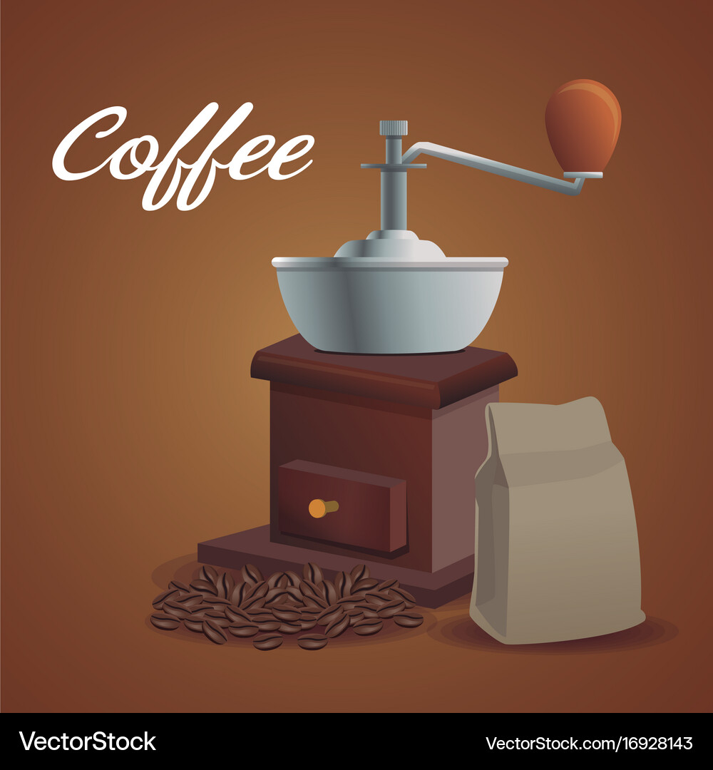 Color poster grinding with crank and package Vector Image