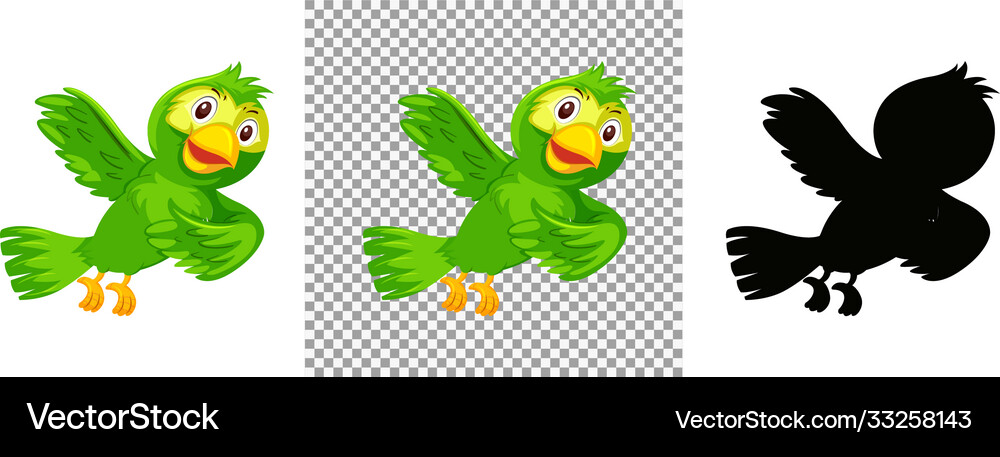 Cute green bird cartoon character Royalty Free Vector Image