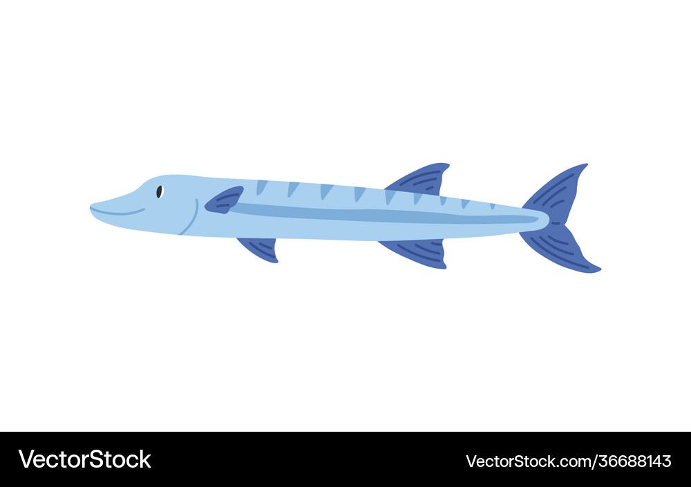 Cute smiling sea pike isolated on white background