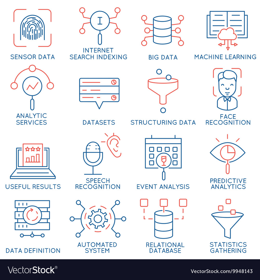 Data management analytic service icons 1 Vector Image