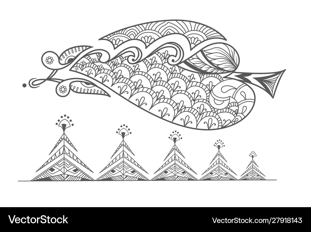 Decorative indian ethnic style floral design set Vector Image