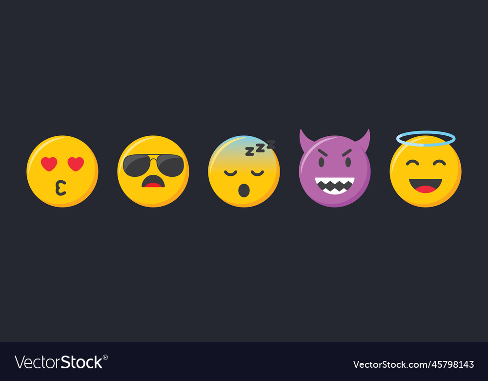 Emoji icons set emoticons collection Royalty Free Vector