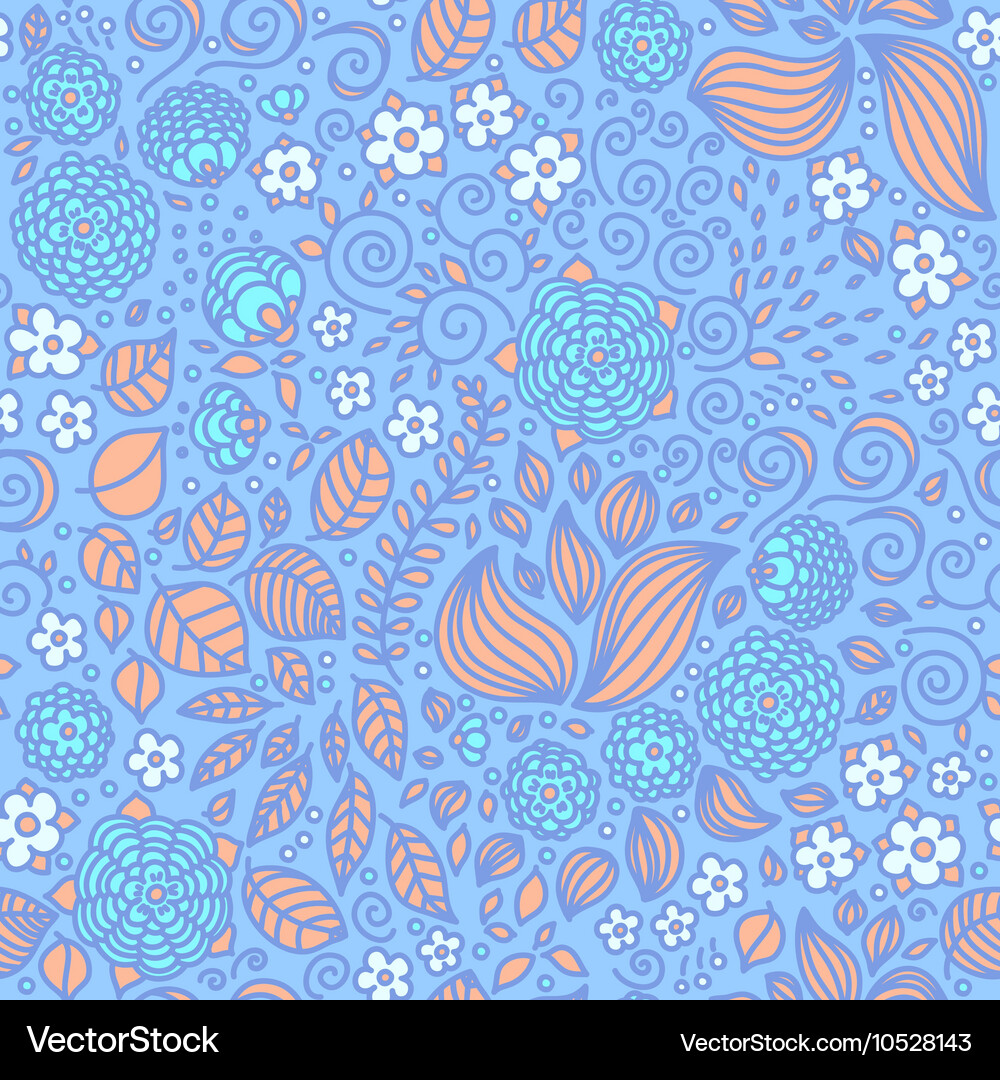 Floral doodle wallpaper seamless pattern Vector Image