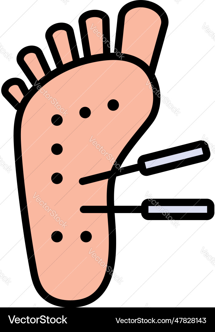 Foot acupuncture icon flat color acupuncture Vector Image