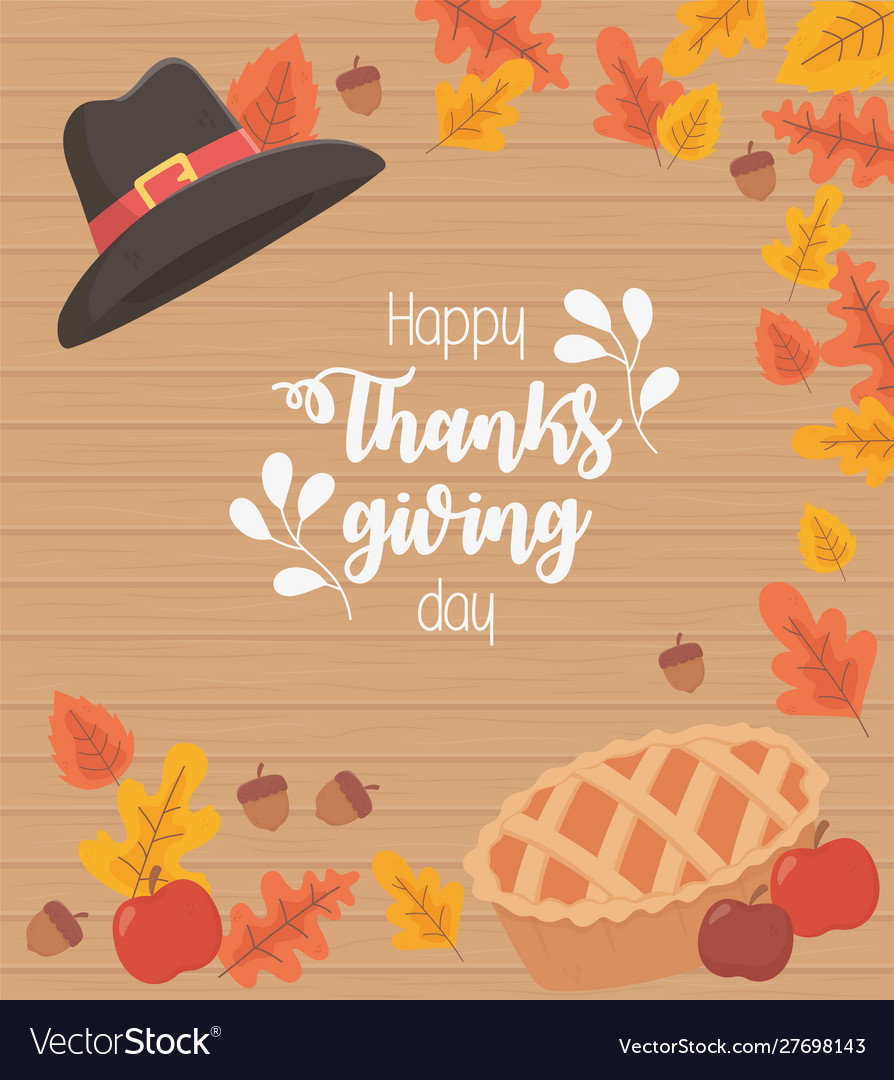 Happy thanksgiving poster inscription cake and hat