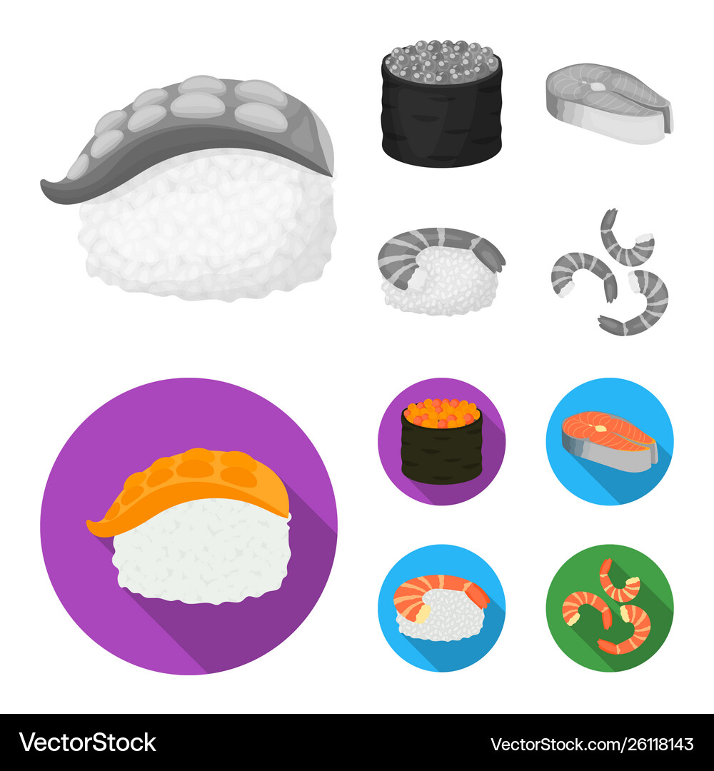 Isolated object sushi and rice icon collection Vector Image