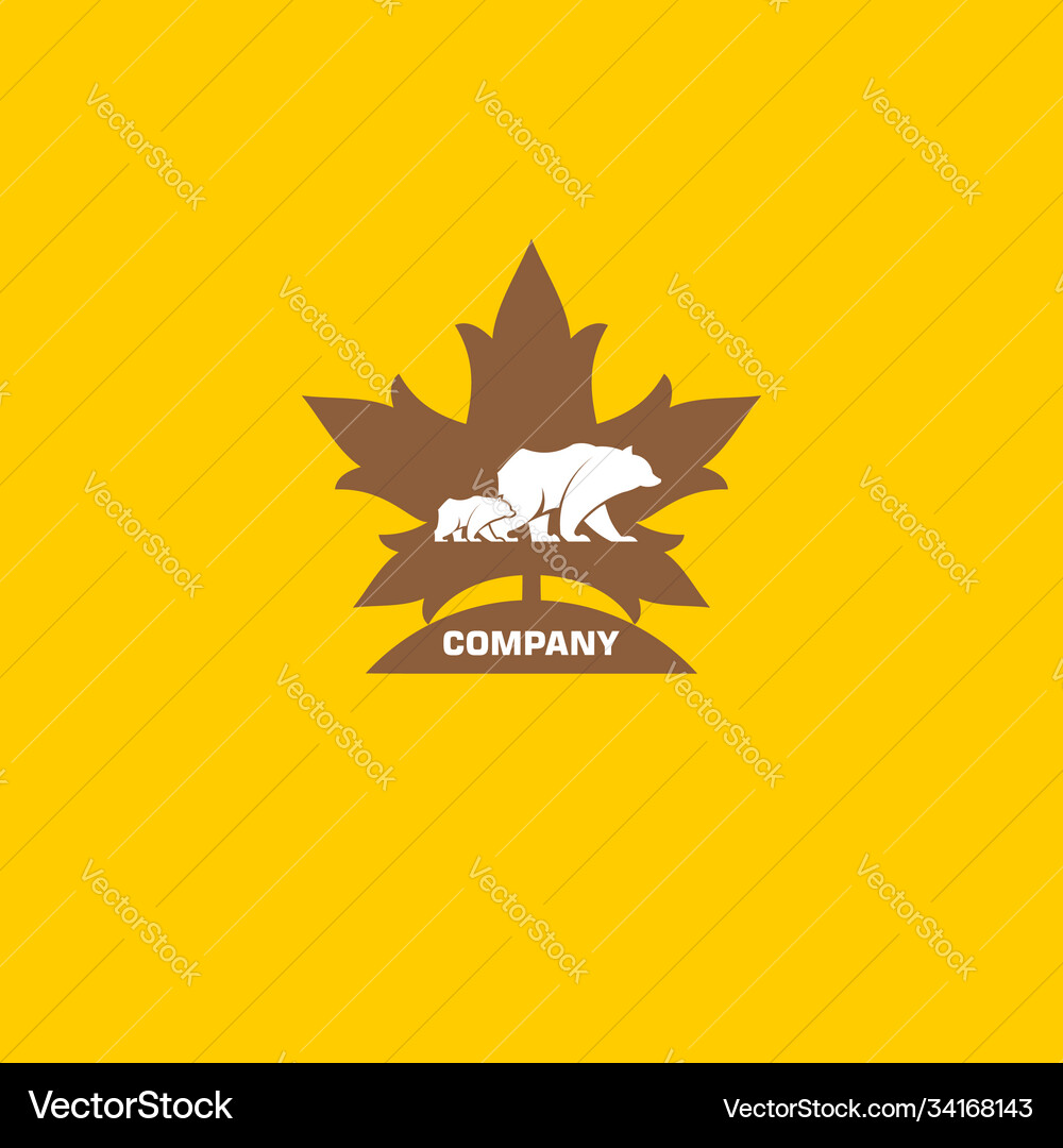 Logo symbol a bear with his child Royalty Free Vector Image