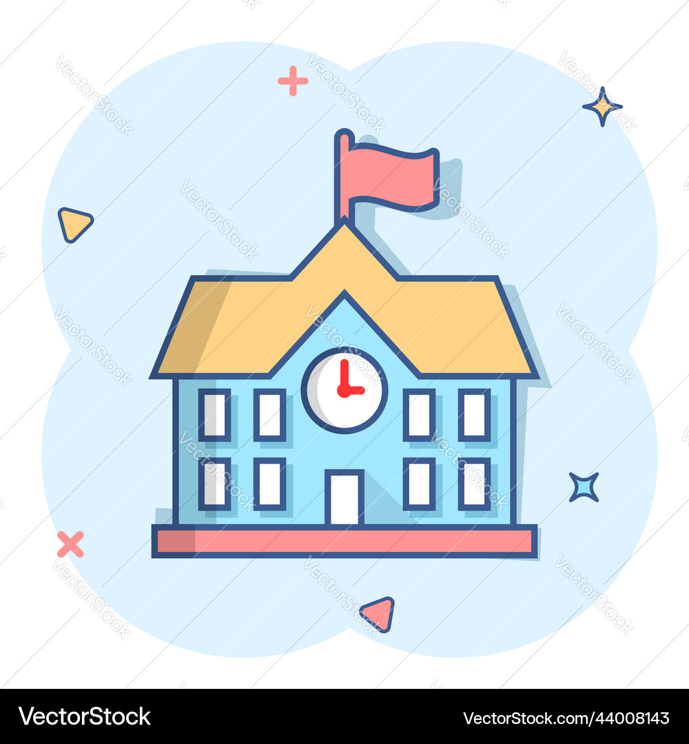 School building icon in comic style college Vector Image