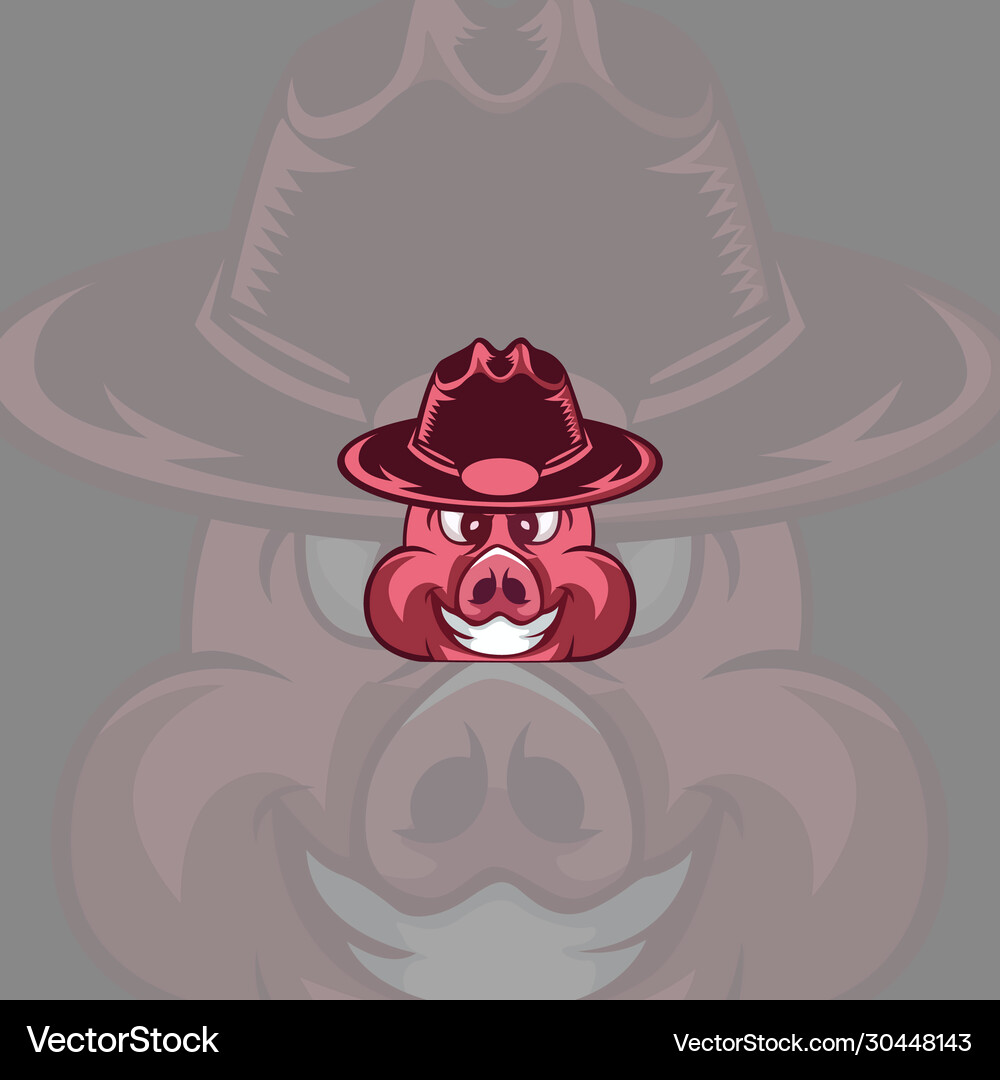 Sheriff pig cartoon mascot logo Royalty Free Vector Image