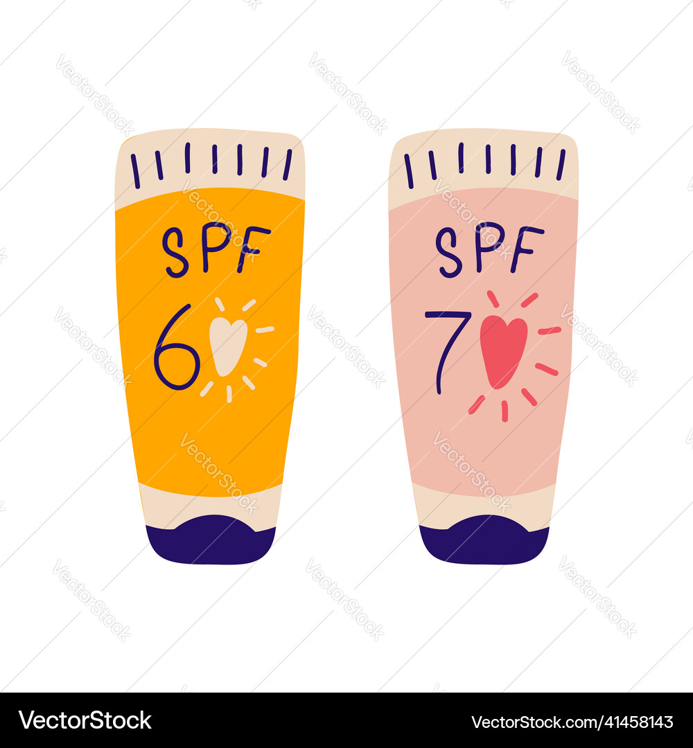 Sunscreen doodle style cream with spf protection Vector Image