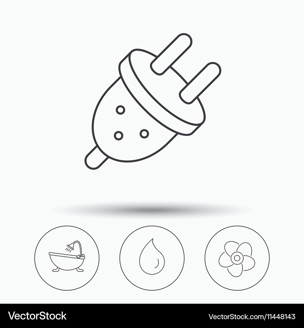 Ventilation water drop and electric plug icons Vector Image