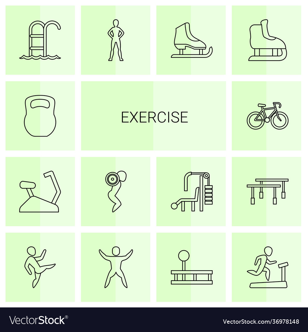 14 exercise icons Royalty Free Vector Image - VectorStock