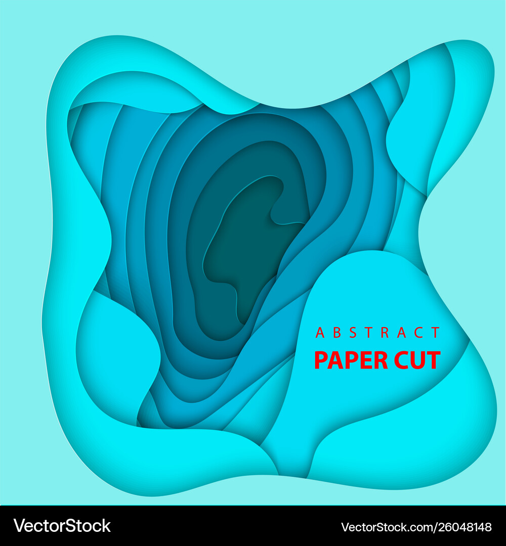 Background with deep blue color paper cut shapes Vector Image