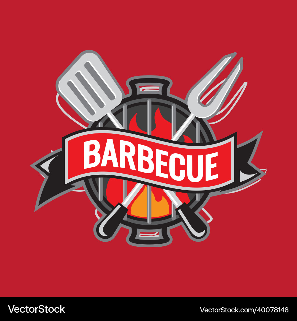Barbecue party logo sketch hand made Royalty Free Vector