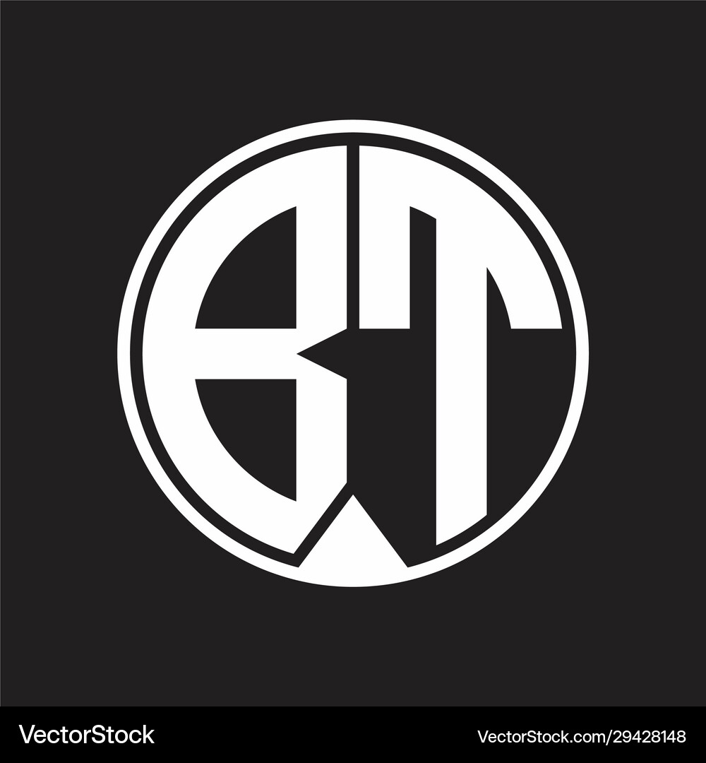 Bt logo monogram circle with piece ribbon style Vector Image
