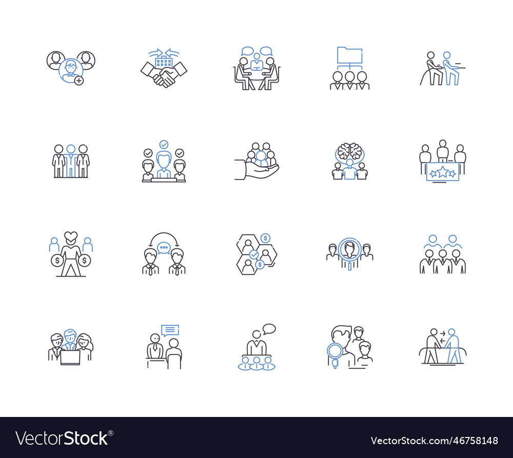Business team outline icons collection Royalty Free Vector