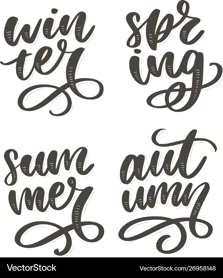 Colorful words - spring summer autumn winter Vector Image