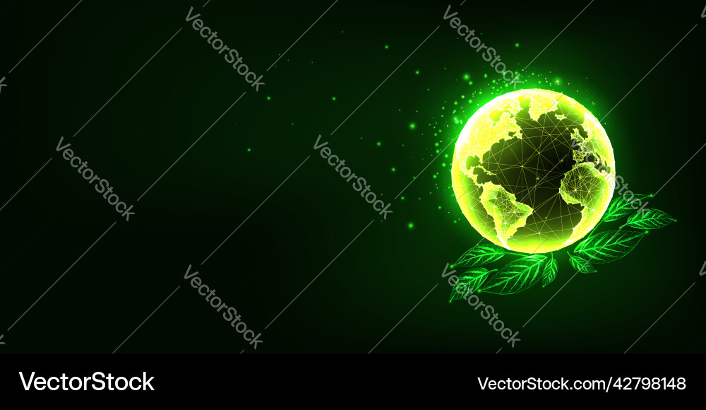 Concept of environmental technology with glowing Vector Image