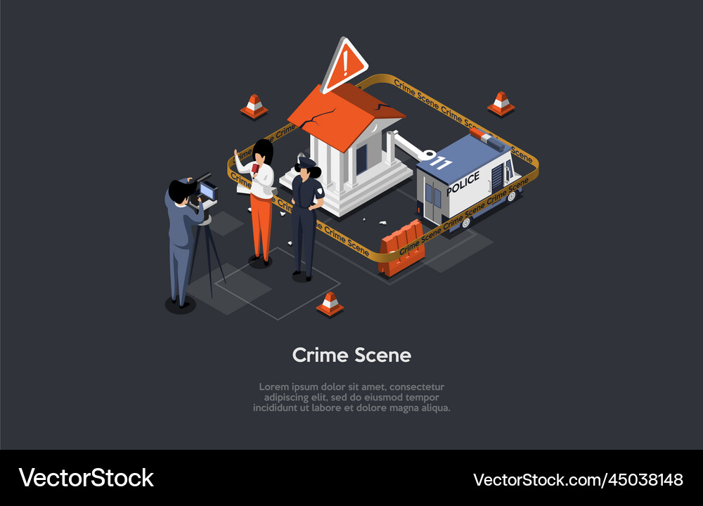 Crime scene concept reporter is making a report Vector Image