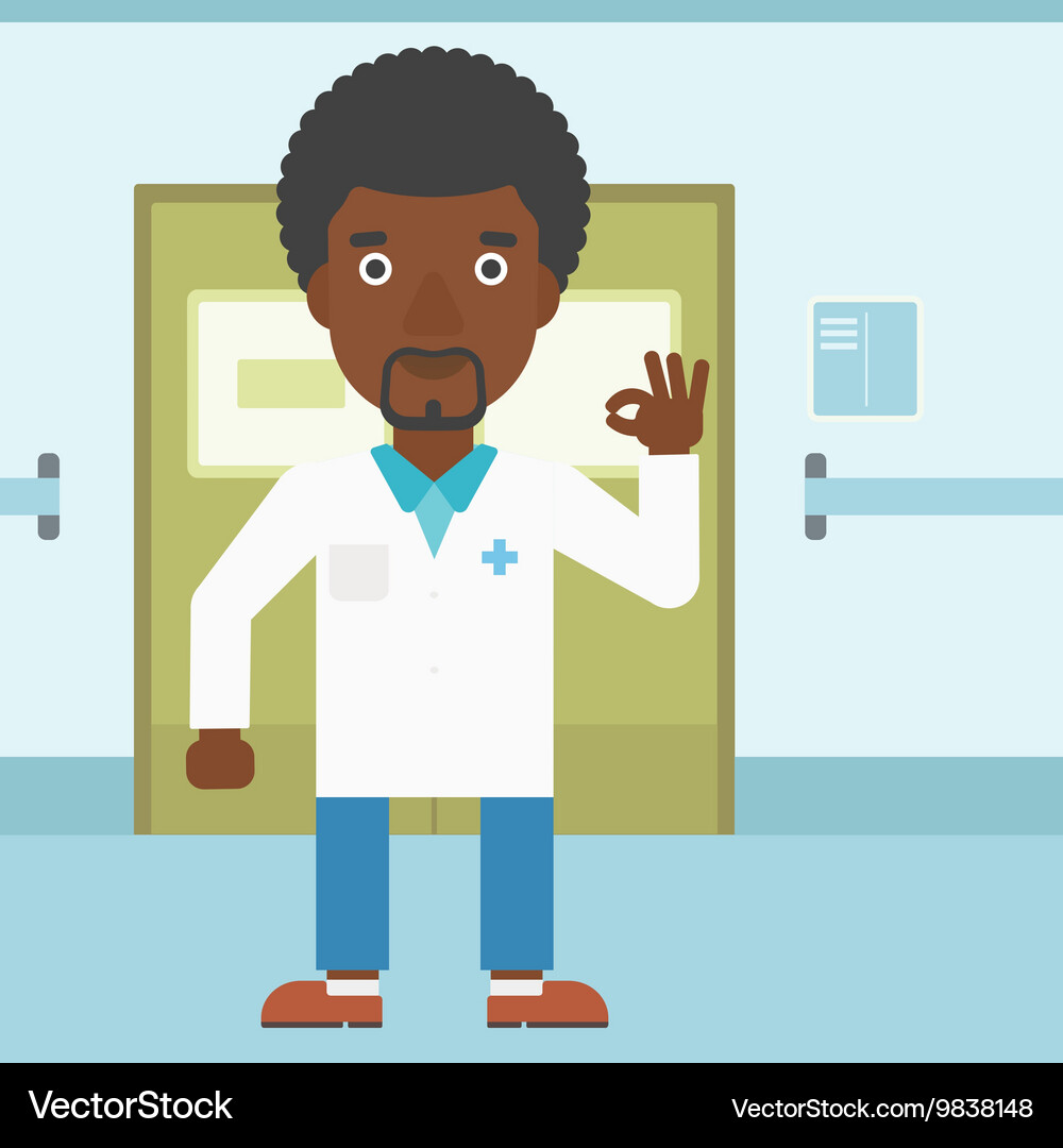 Doctor showing ok sign Royalty Free Vector Image