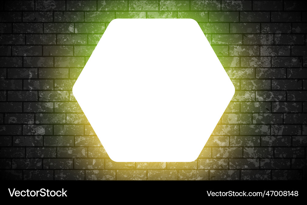 Grunge Brick Wall With Green Yellow Neon Vector Image