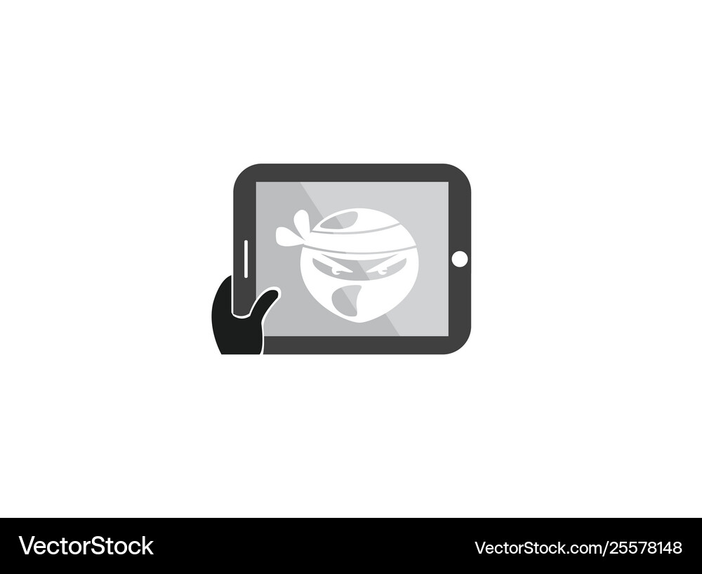Ninja head with angry face design in a tablet Vector Image
