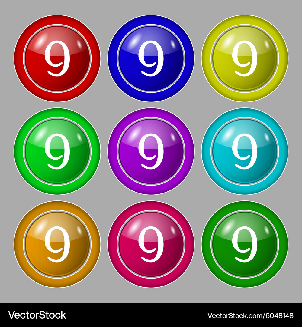Number nine icon sign symbol on round Royalty Free Vector