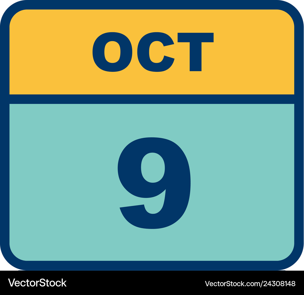 October 9th date on a single day calendar Vector Image
