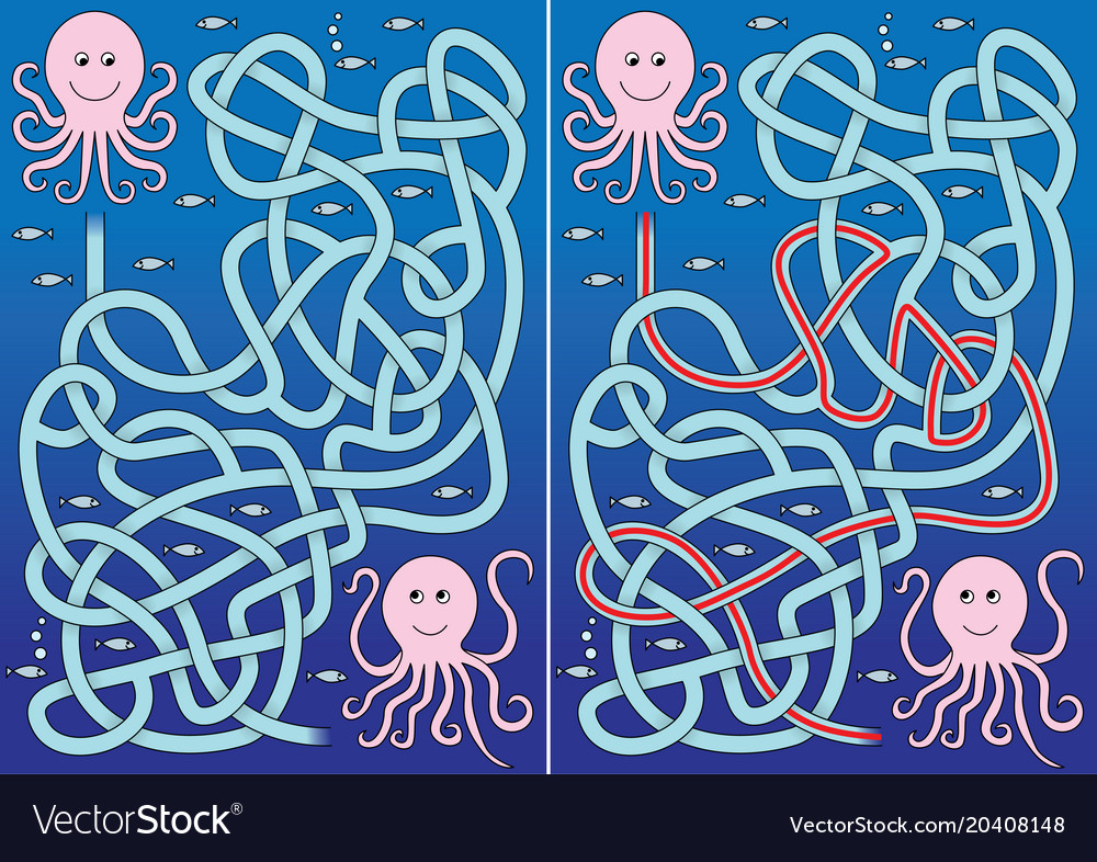 Octopus maze Royalty Free Vector Image - VectorStock