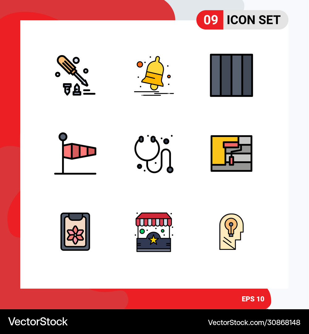 Pictogram set 9 simple filledline flat colors Vector Image
