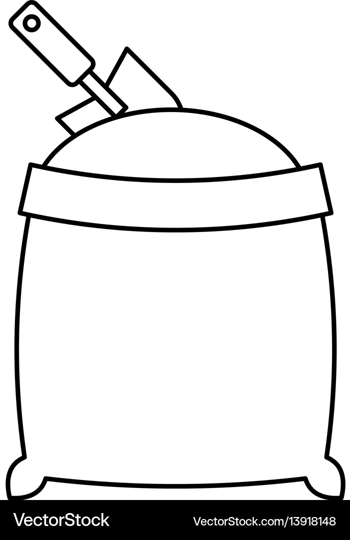 Sand bag with shovel isolated icon Royalty Free Vector Image