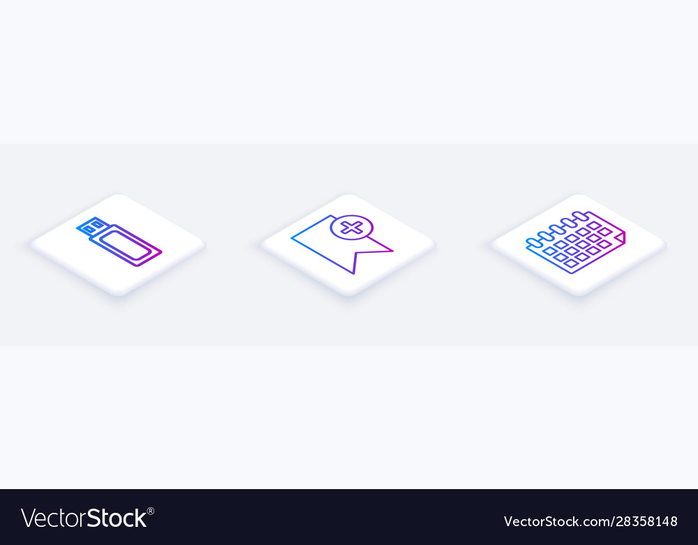 Set isometric line usb flash drive bookmark Vector Image Set isometric line usb flash drive bookmark Vector Image
