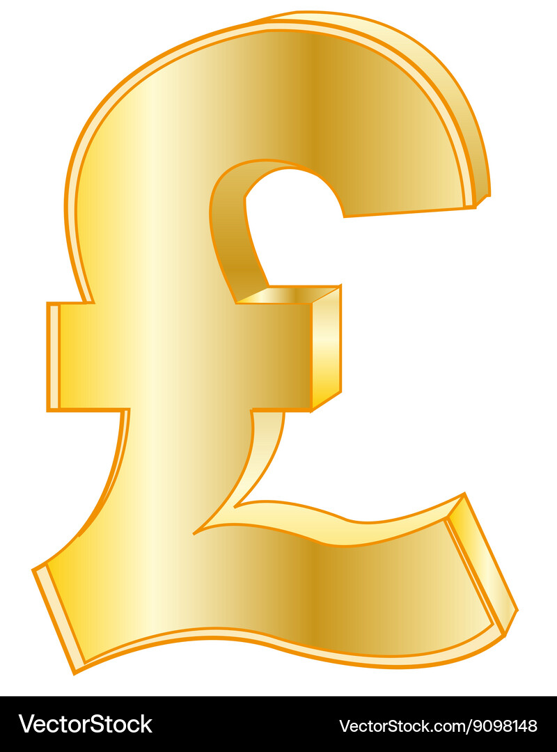 Sign pound sterling golden Royalty Free Vector Image